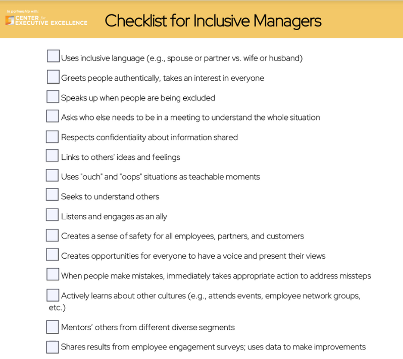 [Tools & Assessments]: Checklist for Inclusive Managers - Center for ...